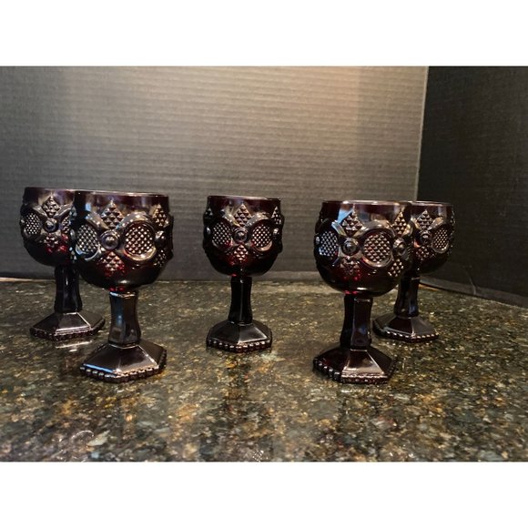 Avon | Dining | Avon Cape Cod Ruby Red 4 2 Mini Cordial Or Wine Goblets ...